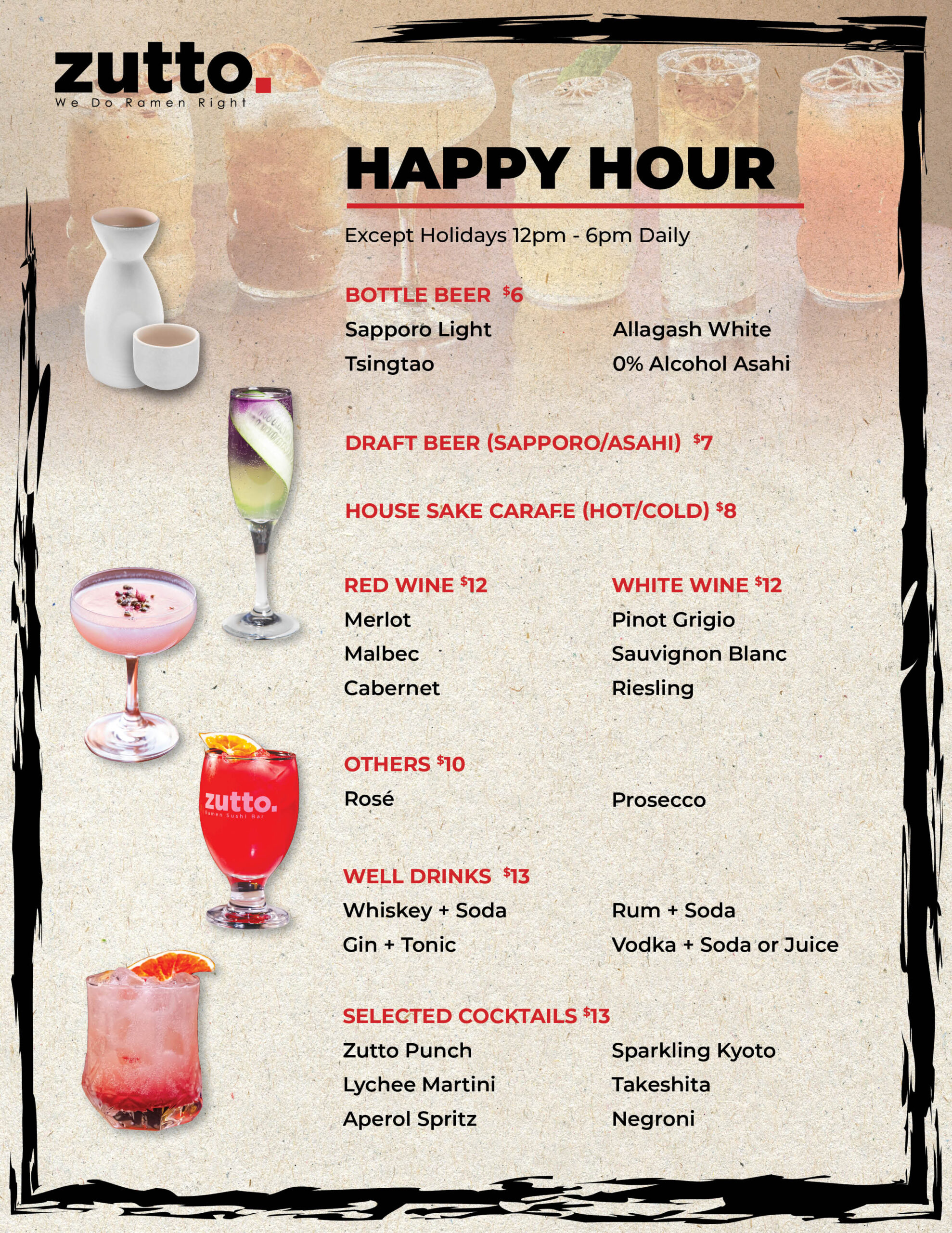 Drink Menu - Zutto Japanese American Pub | Tribeca NYC
